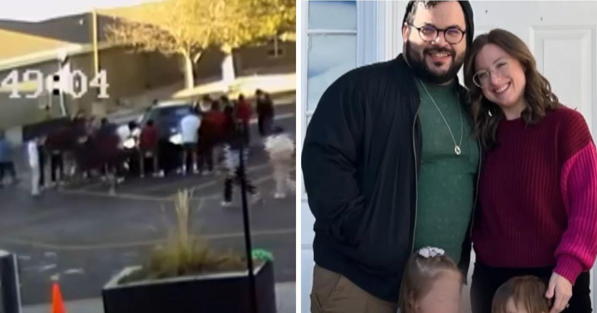 School Cameras Capture Horde Of Students Lifting Car To Rescue Mom